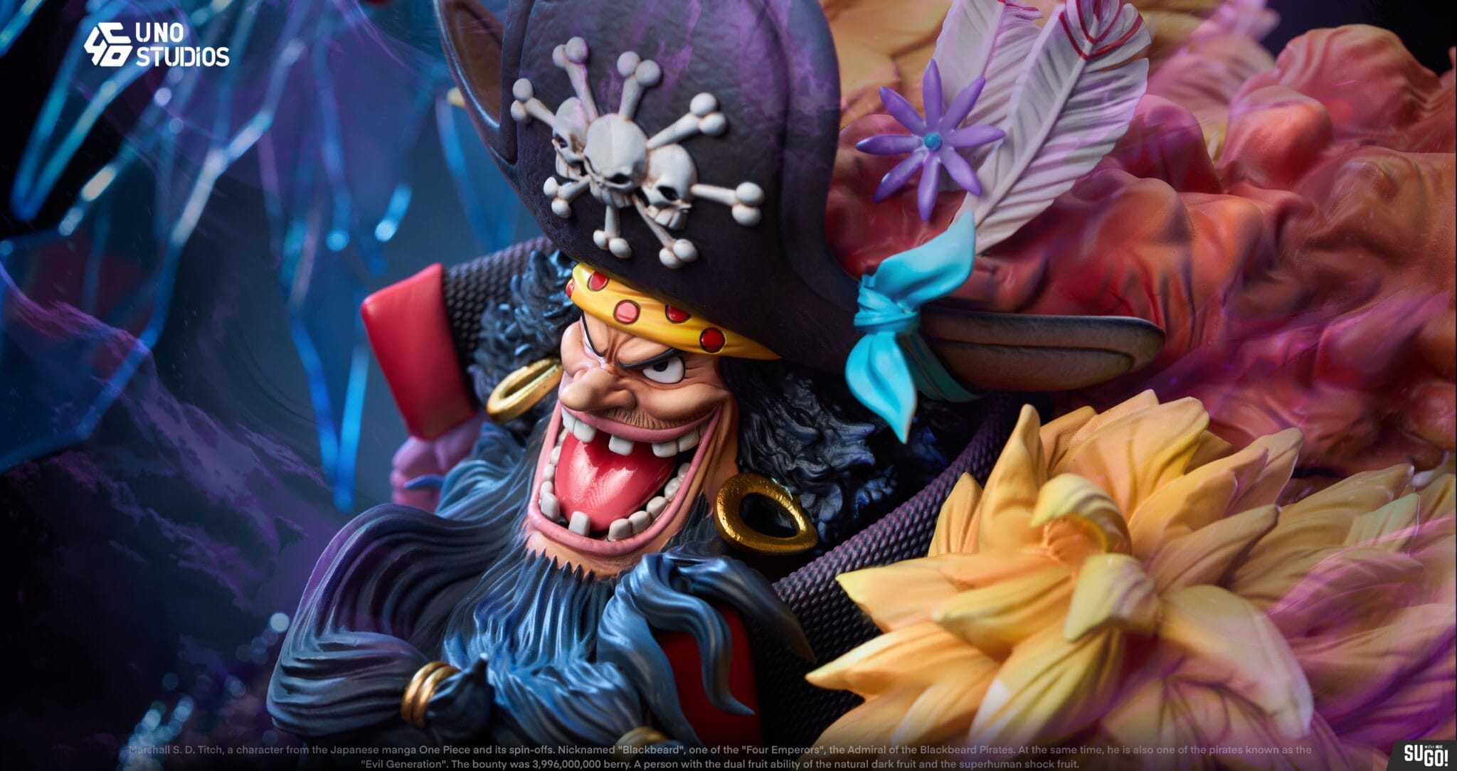 UNO Studio One Piece Marshall D. Teach Blackbeard Bust 1/4 GK Statue ...
