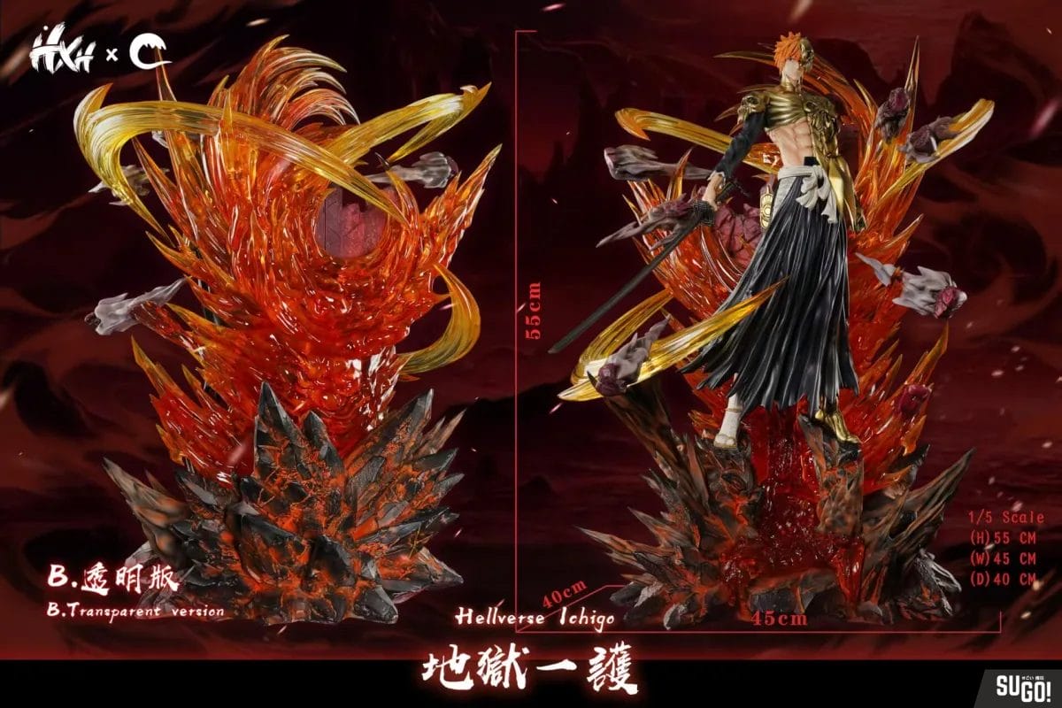 HXHENG Studio x Cheng Bleach Ichigo Kurosaki Clear Ver. 1/5 GK Statue ...